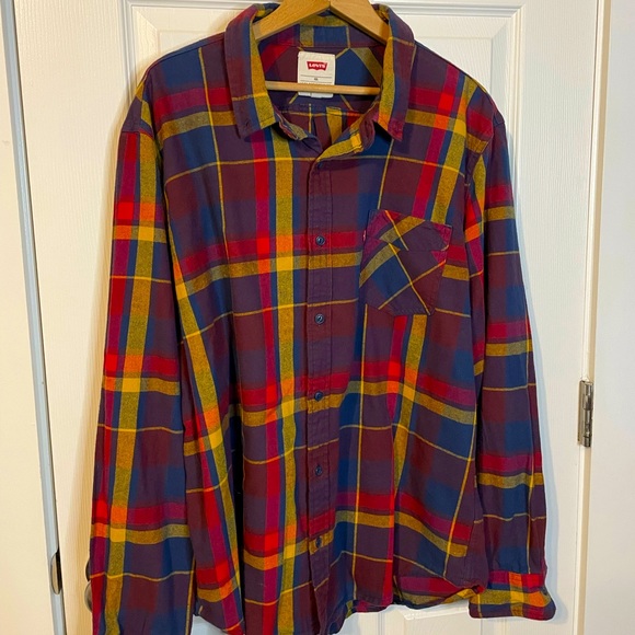 Levi's | Shirts | Levis Long Sleeve Redblueyellow Plaid Flannel Shirt Sz Xxl Euc | Poshmark